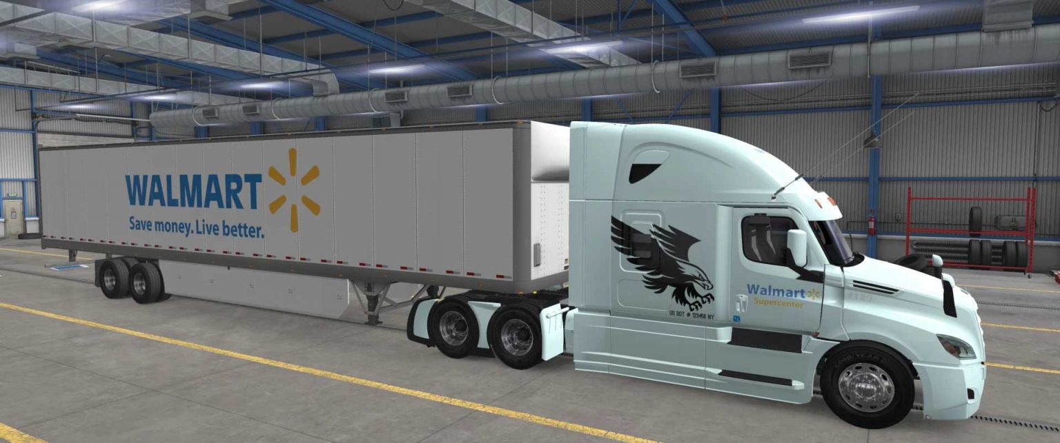 Cascadia et remorque Walmart skin 1.47 ATS - ETS2 Mod | ATS Mod