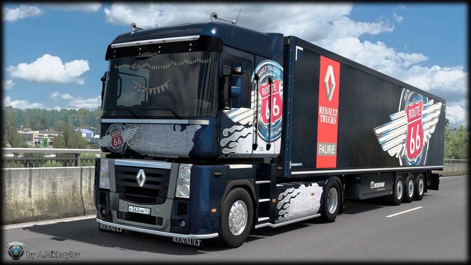 2K 4K RENAULT MAGNUM "ROUTE 66" MULTICOLORE Combo-Skin v1.0 ETS2 - ETS2 ...
